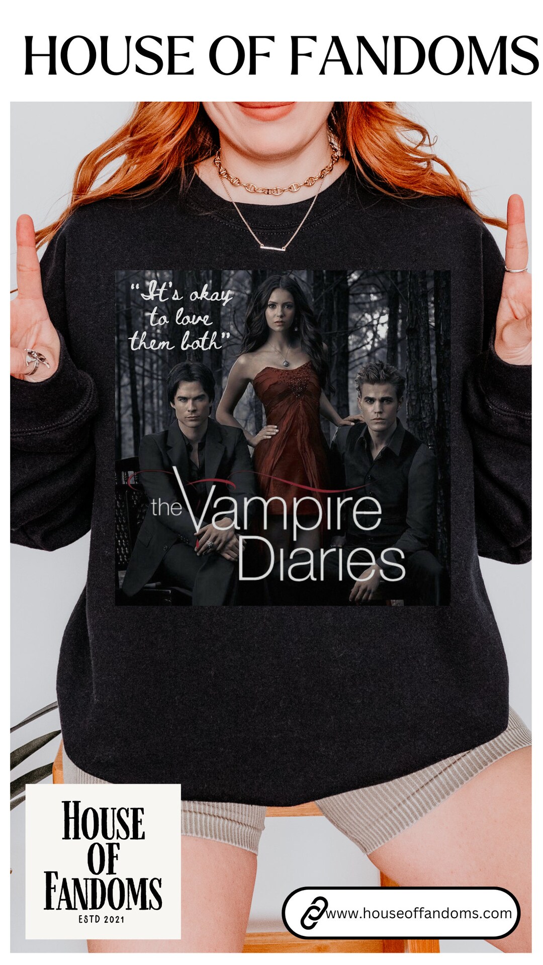 The Vampire Diaries Gift TV Show Sweatshirt Mystic Falls Damon ...