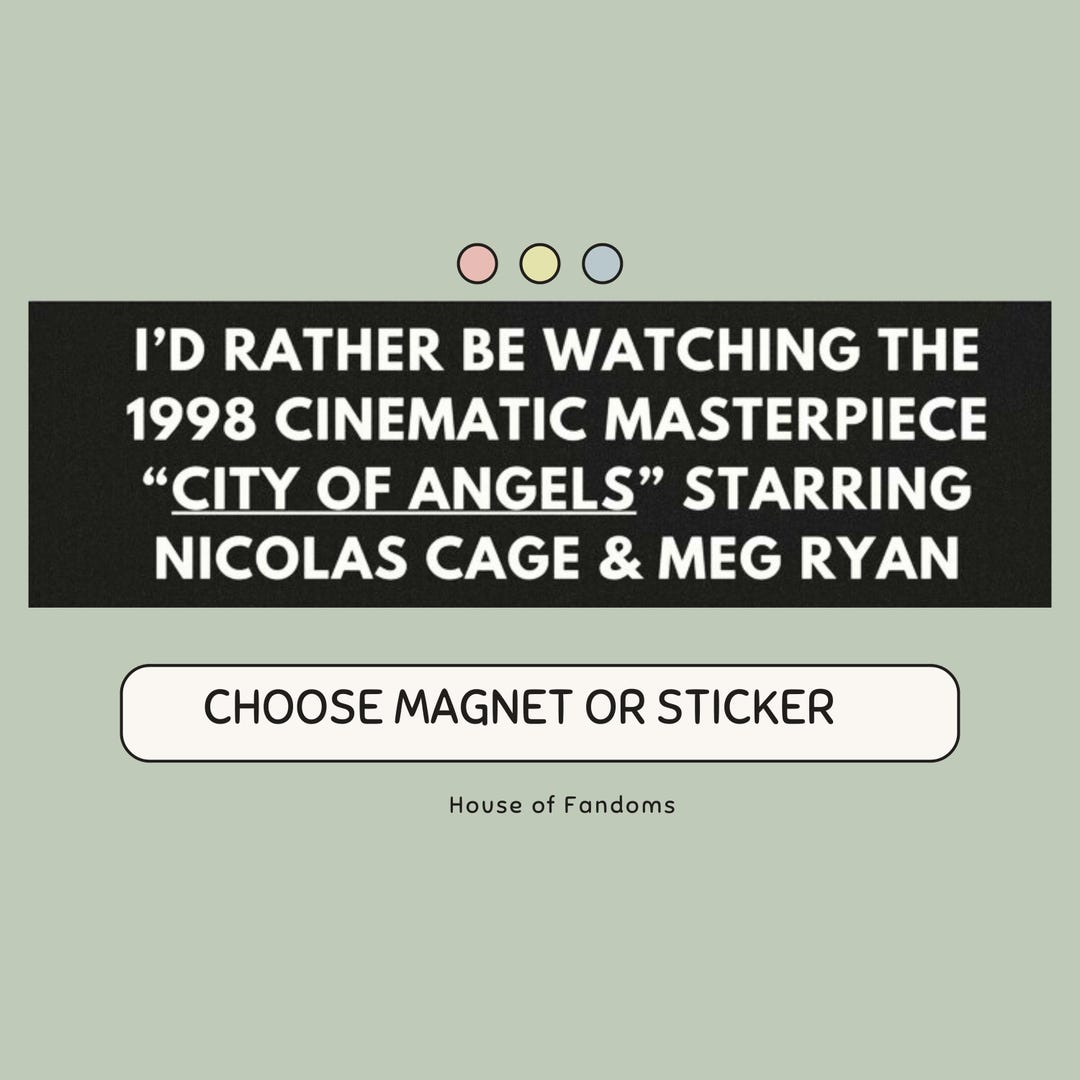 City of Angels Movie Sticker, Car Magnet Funny, Car Bumper Sticker ...