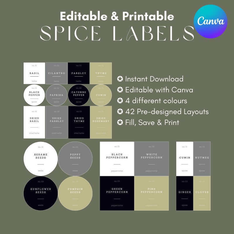 Spice Label Template - Etsy
