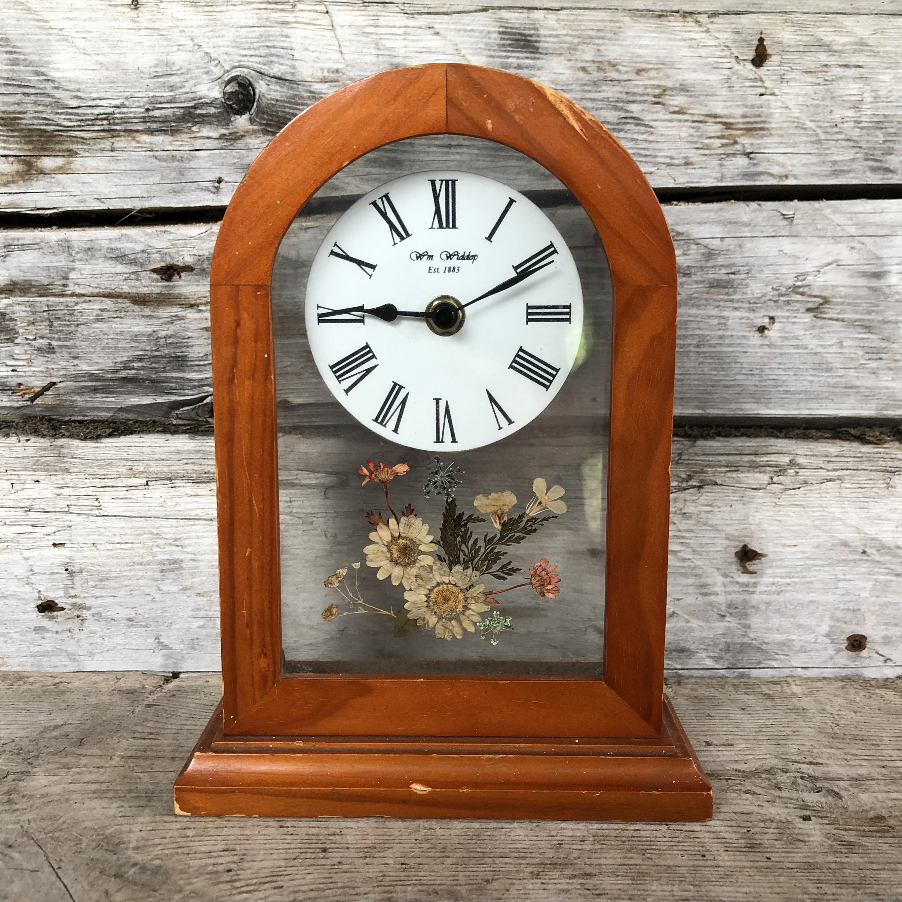 Vintage Wood Table Desk Clock Watch Antique Style W M Widdop Quartz ...