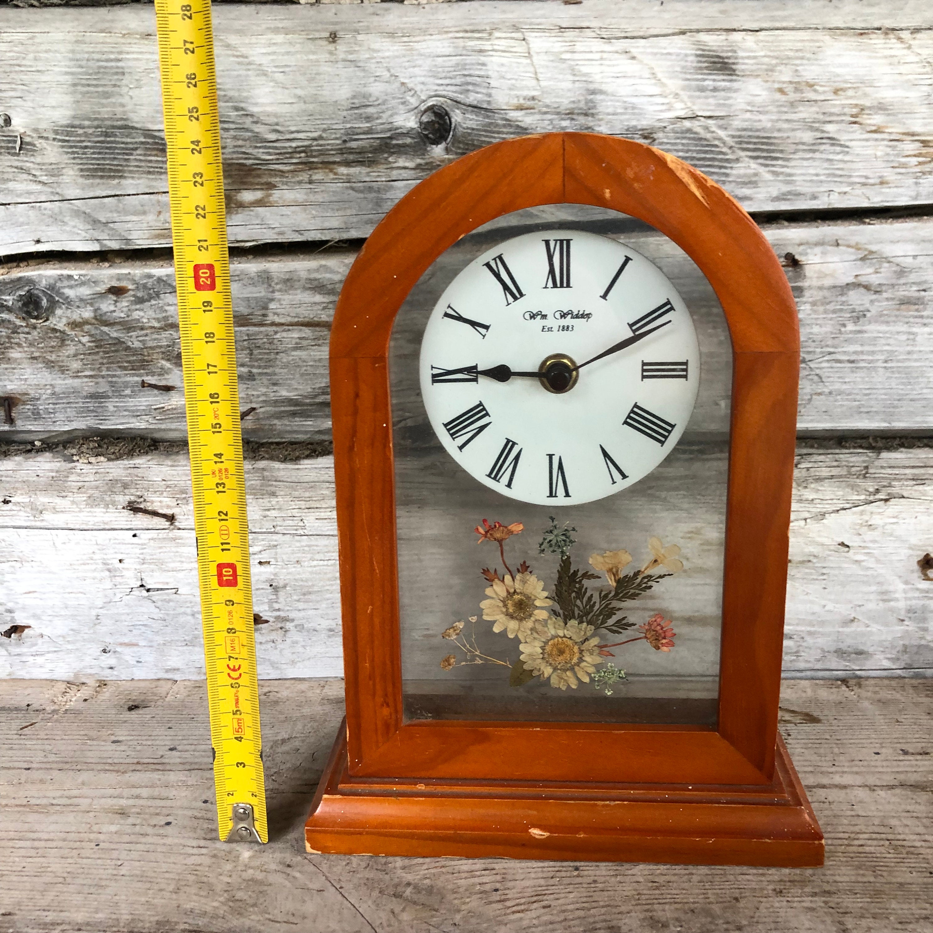 Vintage Wood Table Desk Clock Watch Antique Style W M Widdop Quartz ...