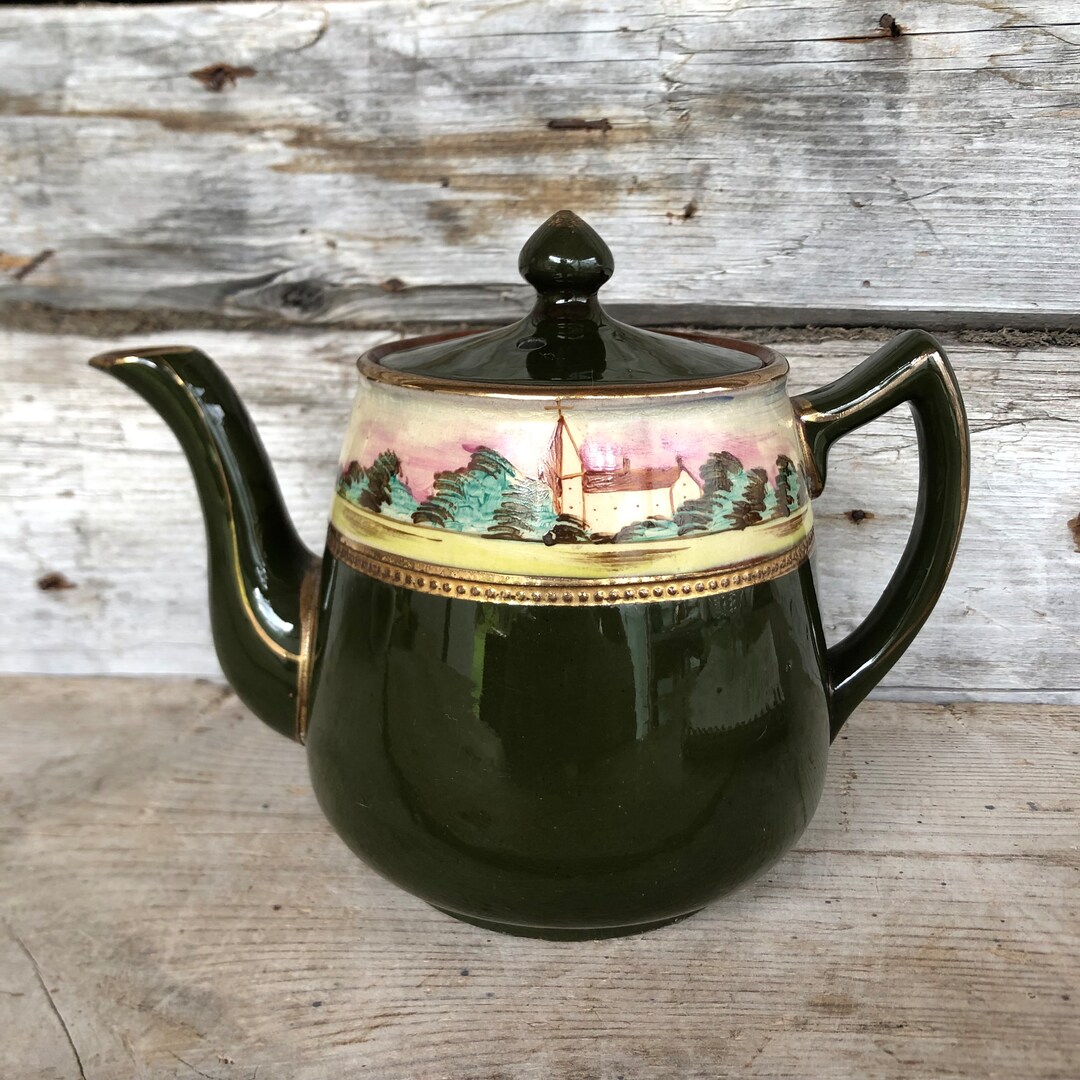 Vintage England Ceramic Hand Painted Hand Crafted TEA POT Tea Maker ...