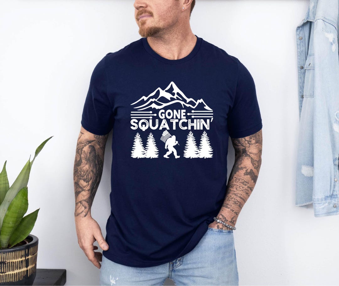Gone Squatchin Bigfoot T-shirt, Mens Forest Tee - Etsy
