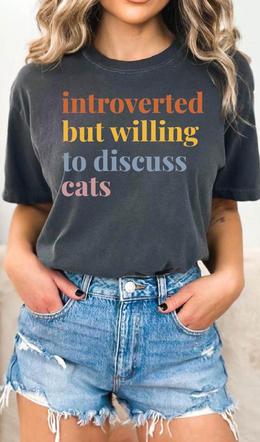 Introverted but Willing to Discuss Cats Shirt, Cat Lover Shirt, Cat ...