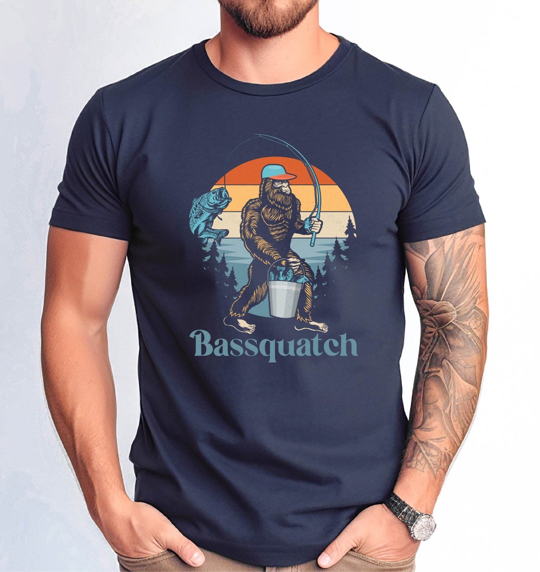 Bassquatch Bigfoot Fishing Comfort Colors Shirt, Fishing Dad Tee ...