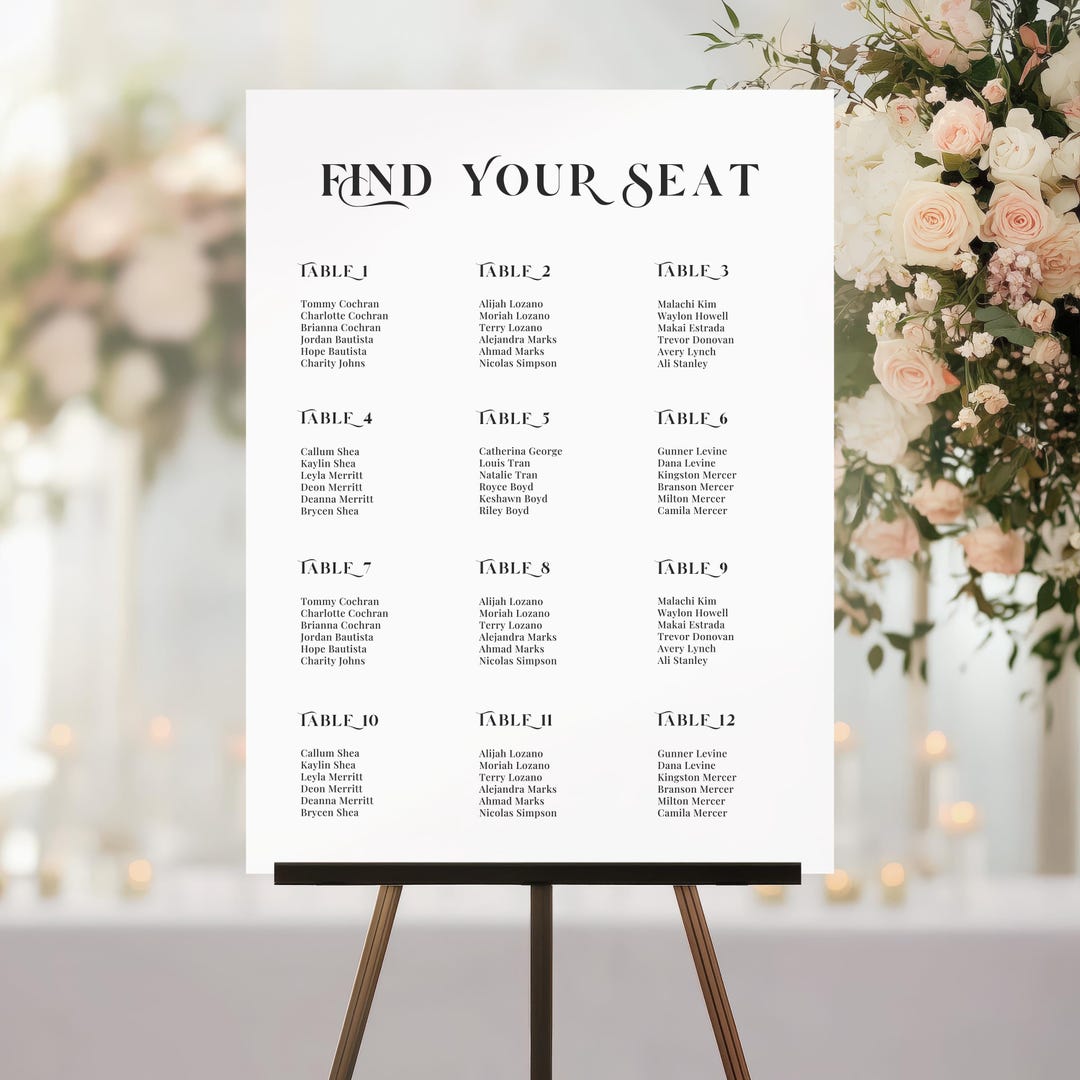 Letrero para boda con plano de asientos / Letrero "Busca tu asiento ...