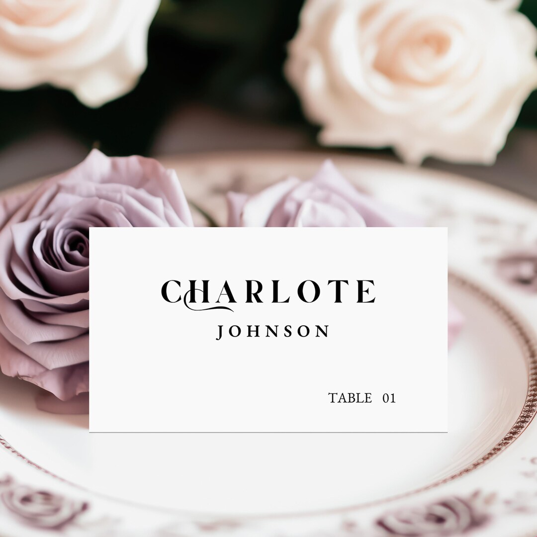 Wedding Place Cards Template Kit – Foldable & Flat Name Cards + Food ...