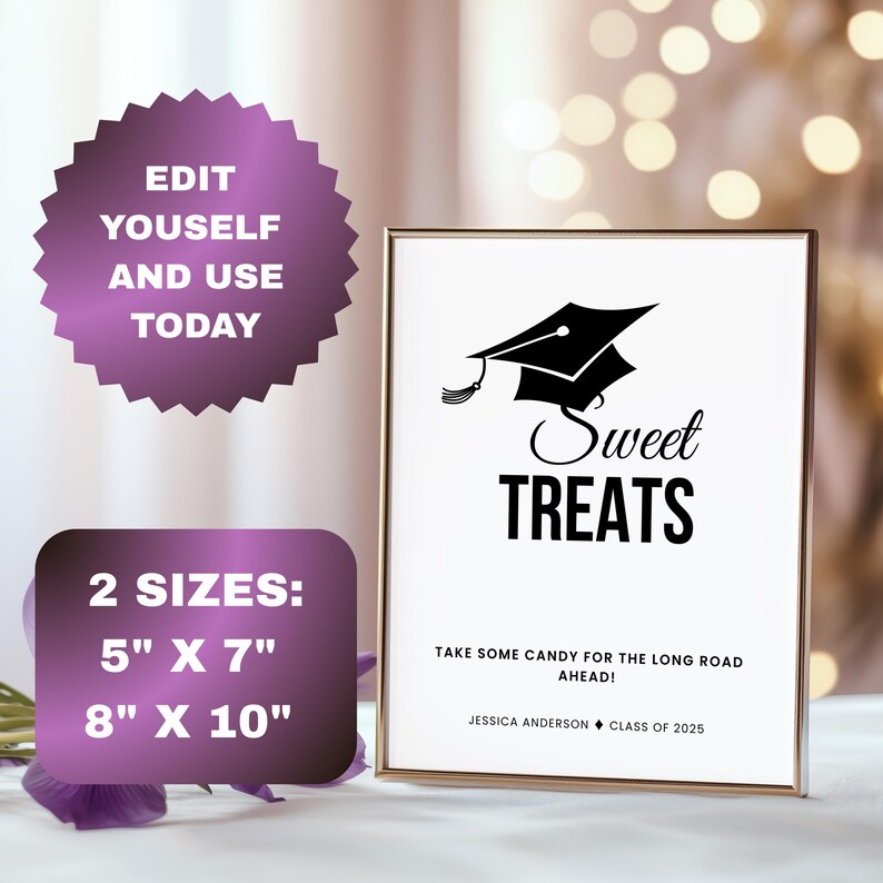 Graduation Candy Bar Sign, Graduation Favors, Sweet Treats Buffet Sign ...