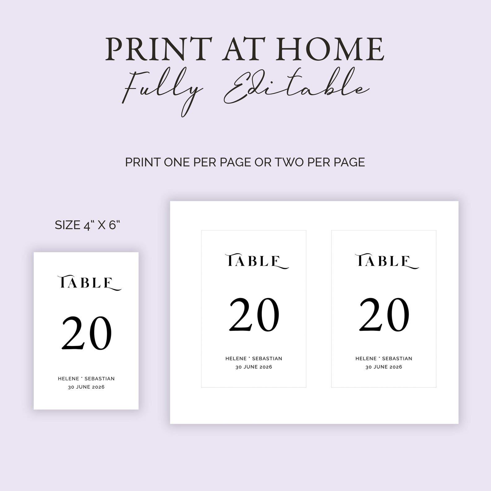 Editable Table Number Template – Minimal Wedding Reception Signage ...