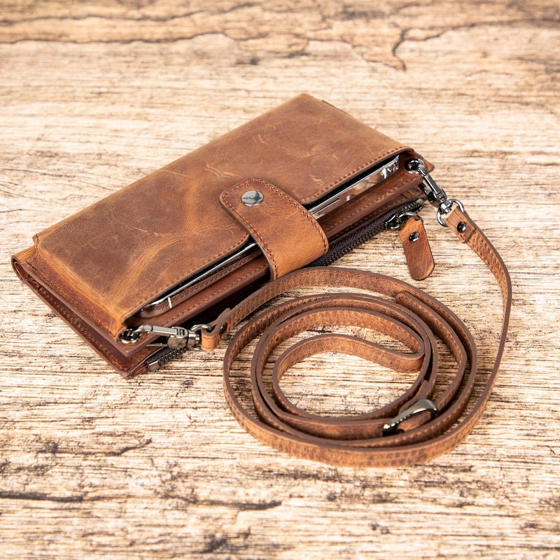 Leather Cell Phone Wallet - Etsy
