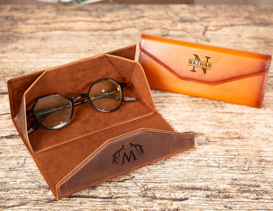 Leather Foldable Glasses Case | Eyeglass Case With Magnetic Closure ...