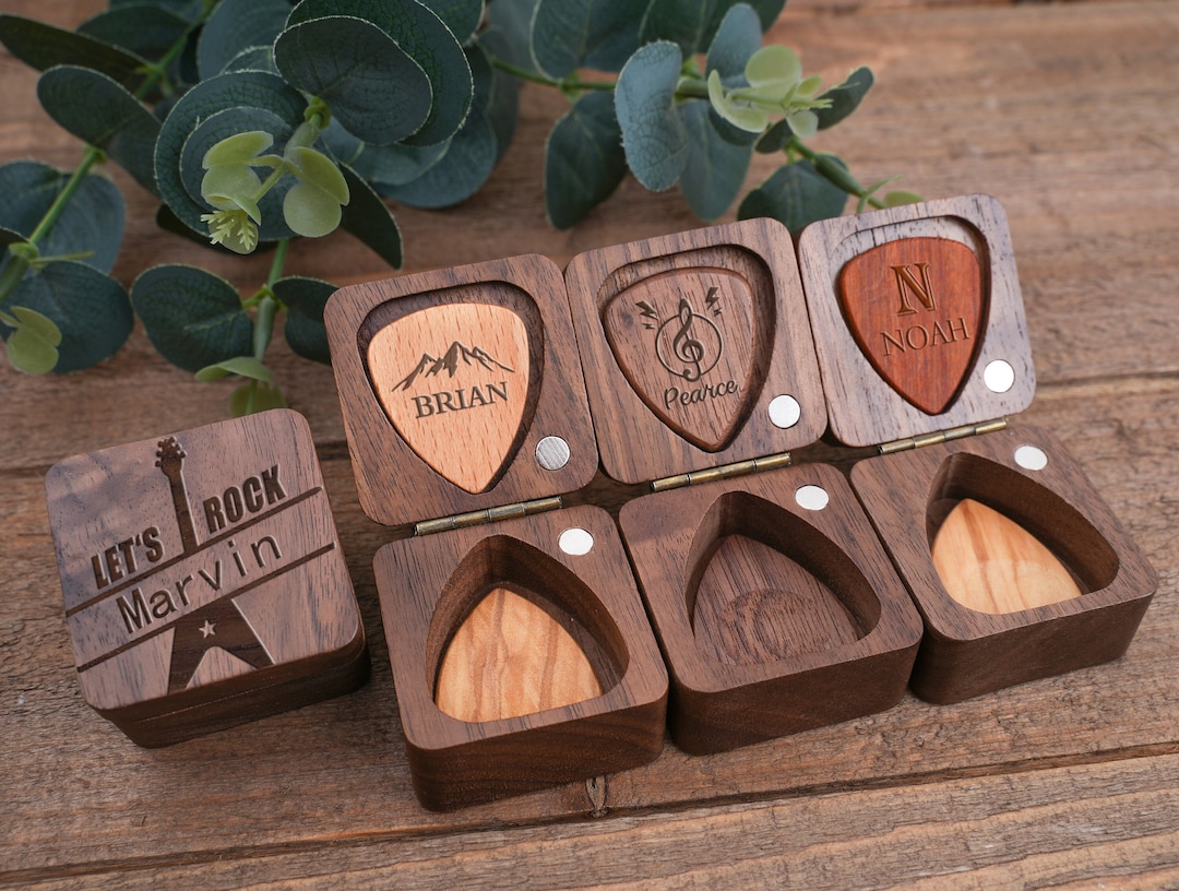 Custom Wooden Guitar Picks Box,personalized Guitar Pick Box Storage ...