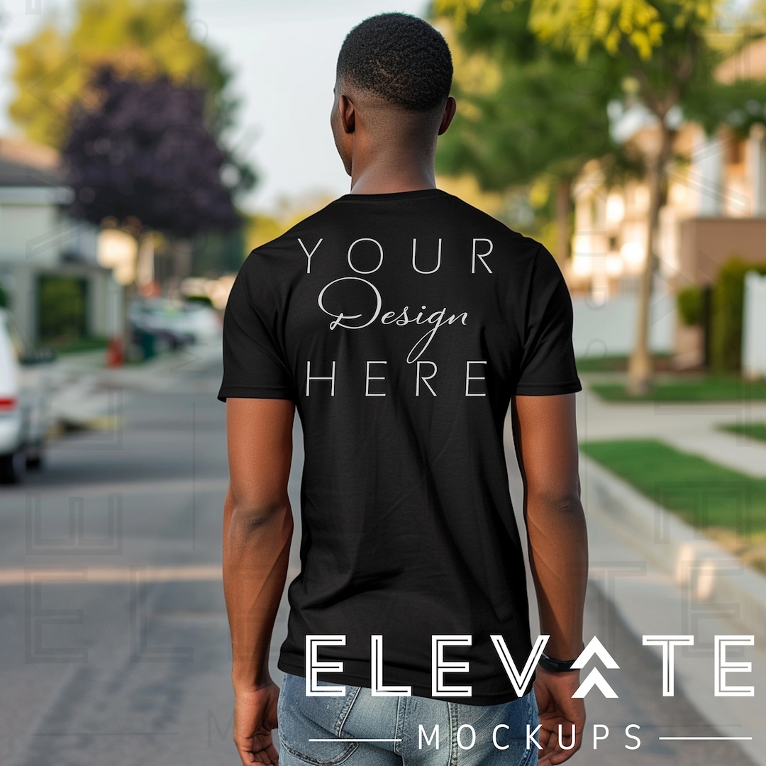 Next Level 6210 Back of Tshirt Mockup, 6210 CVC Black Shirt Backside ...