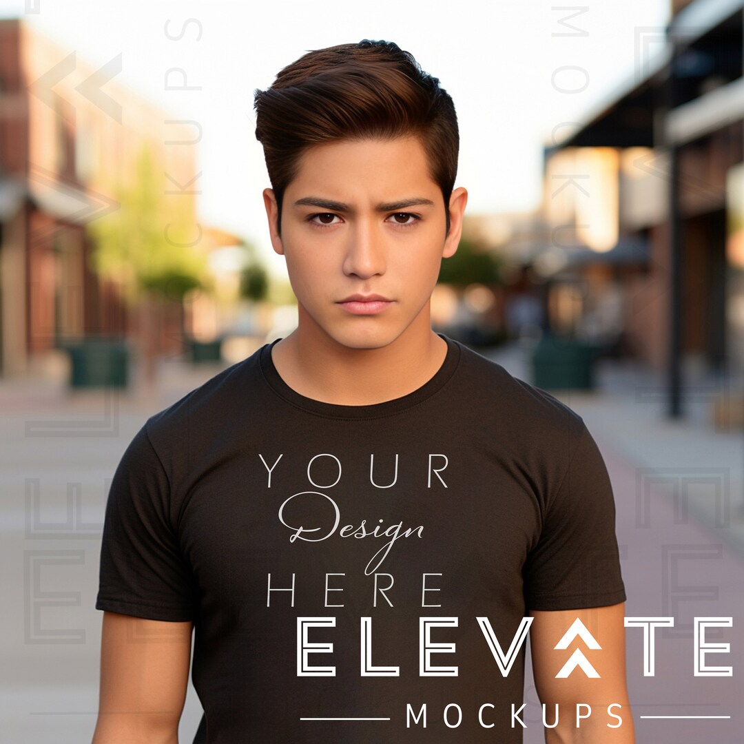 Comfort Colors C1717 Jersey Shirt Mockup, Young Adult Mens 1717 Black T ...