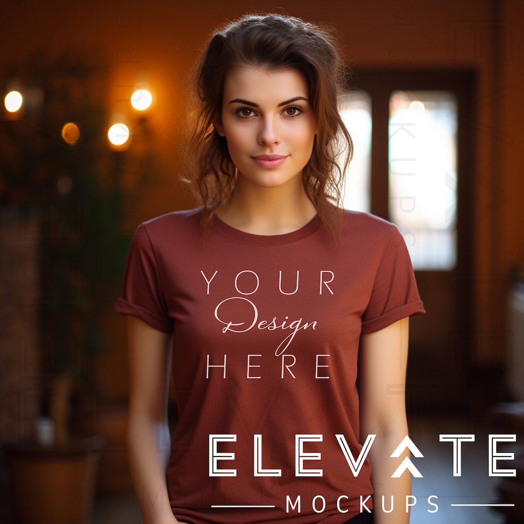 3001 Bella Canvas RUST Tshirt Mockup, Unisex Shirt Mockup, Woman Model ...