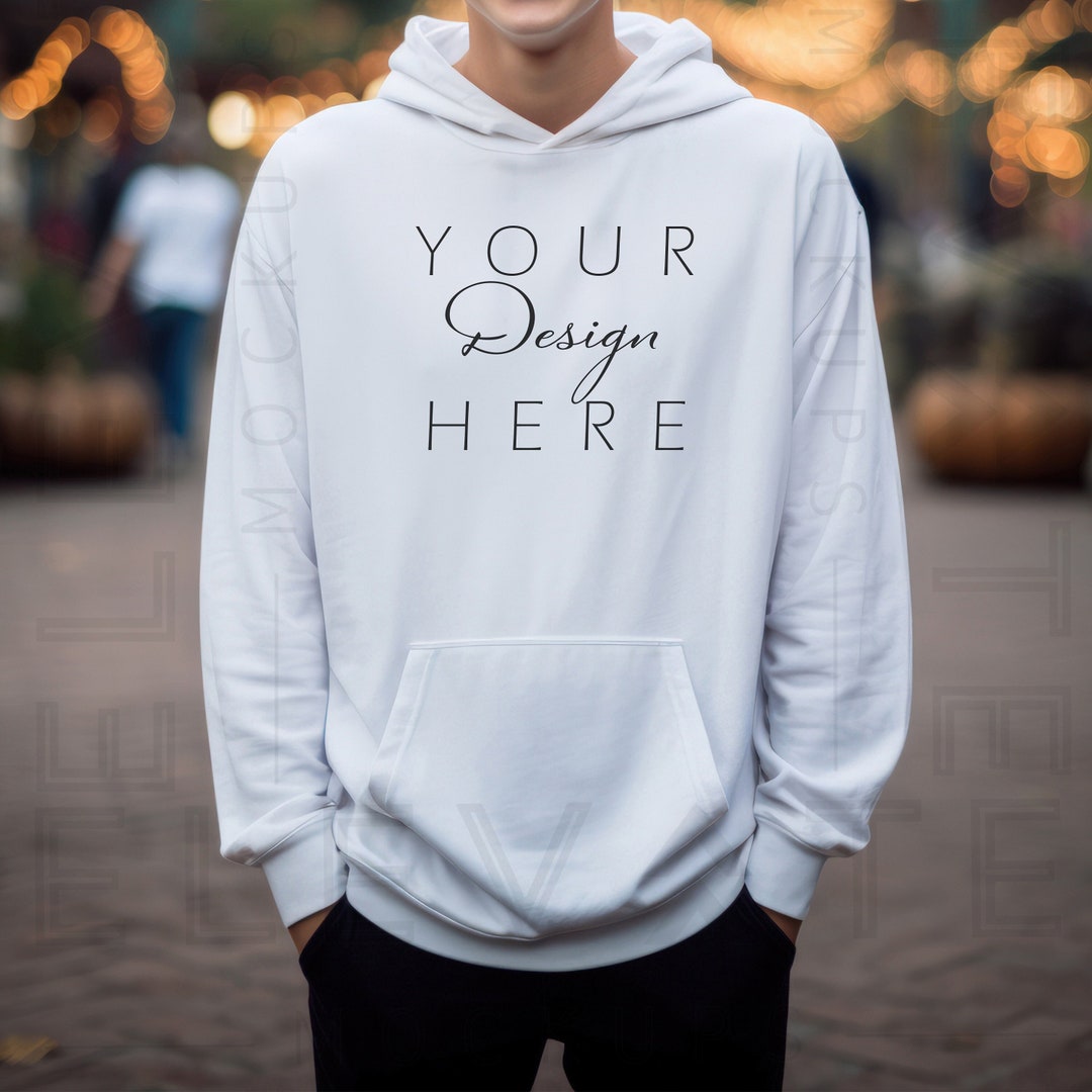 Gildan 18500 Hooded Sweatshirt Mockup White Hoodie Mock up Heavy Blend ...