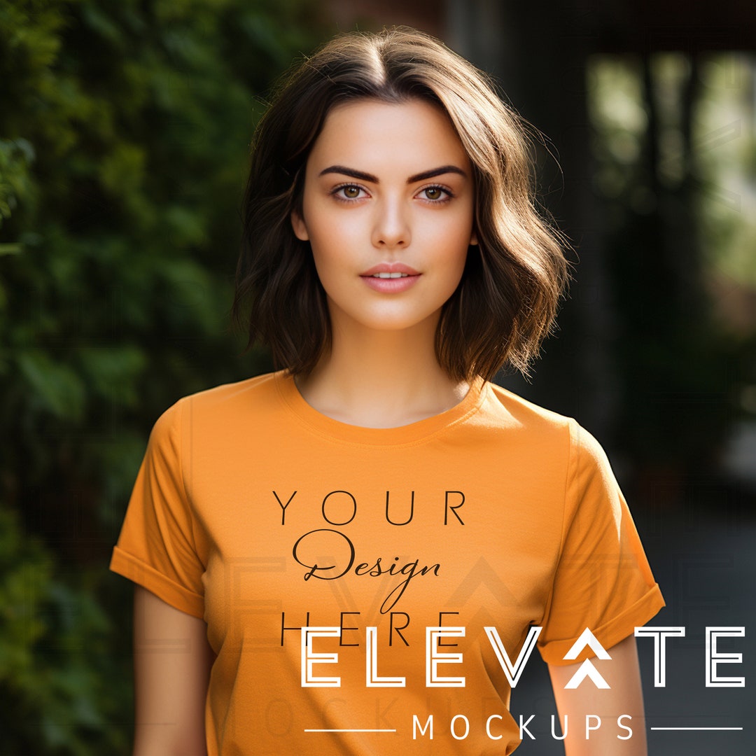 Gildan 5000 Female Model Mockup Tennessee Orange G500 Unisex - Etsy