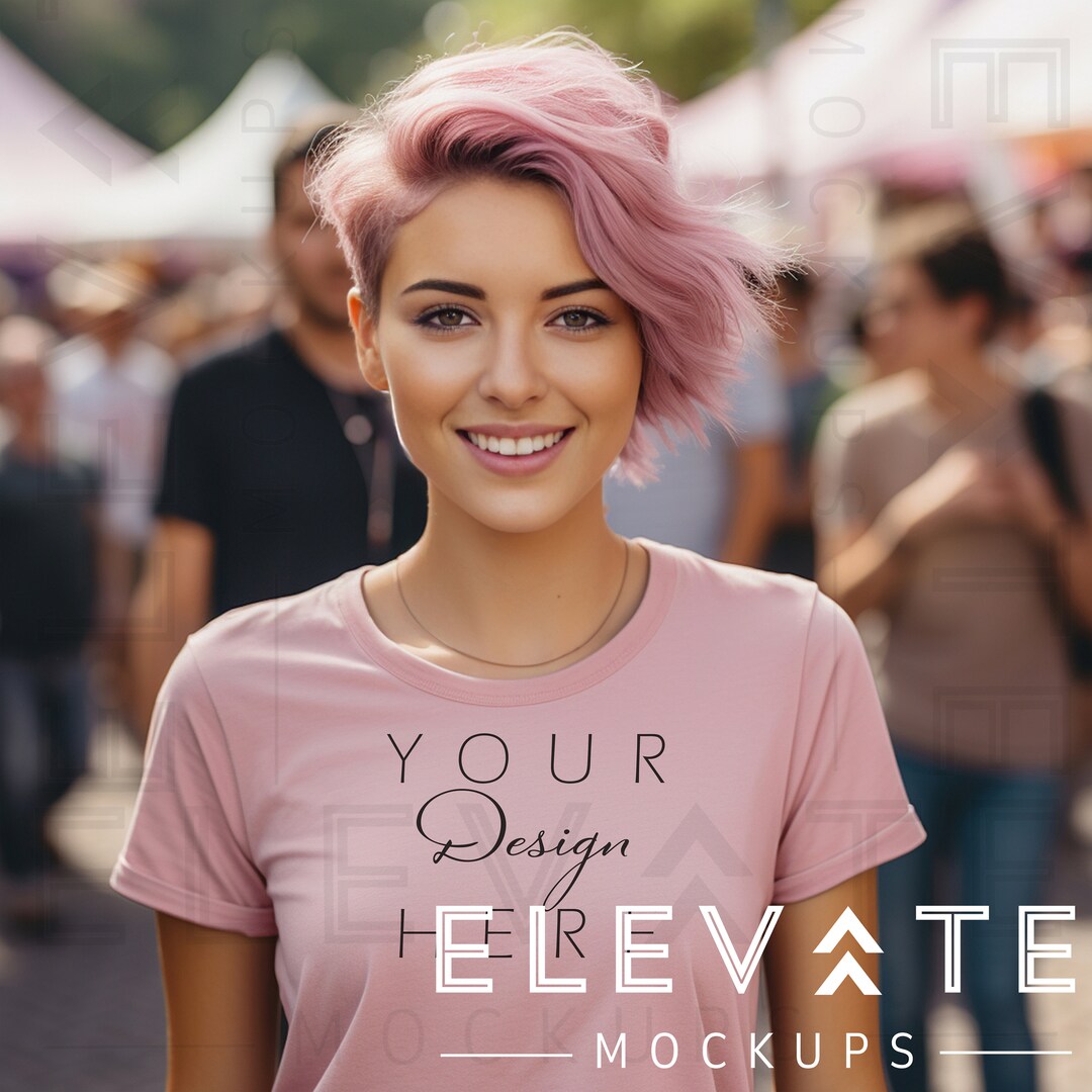 Gildan 64000 LIGHT PINK Tshirt Mockup, Pink Gildan Tee Shirt Mock Up ...