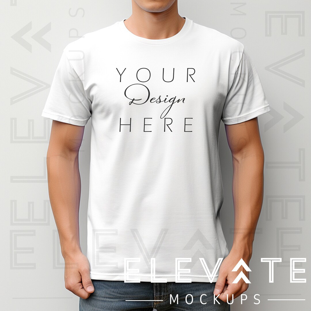 Gildan 5000 T-shirt Mockup, Plain Blank White G500 Mock-up Bundle ...