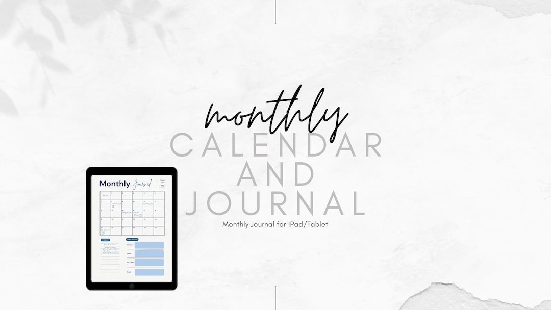 Monthly Calendar and Journal for Ipad/tablet - Etsy