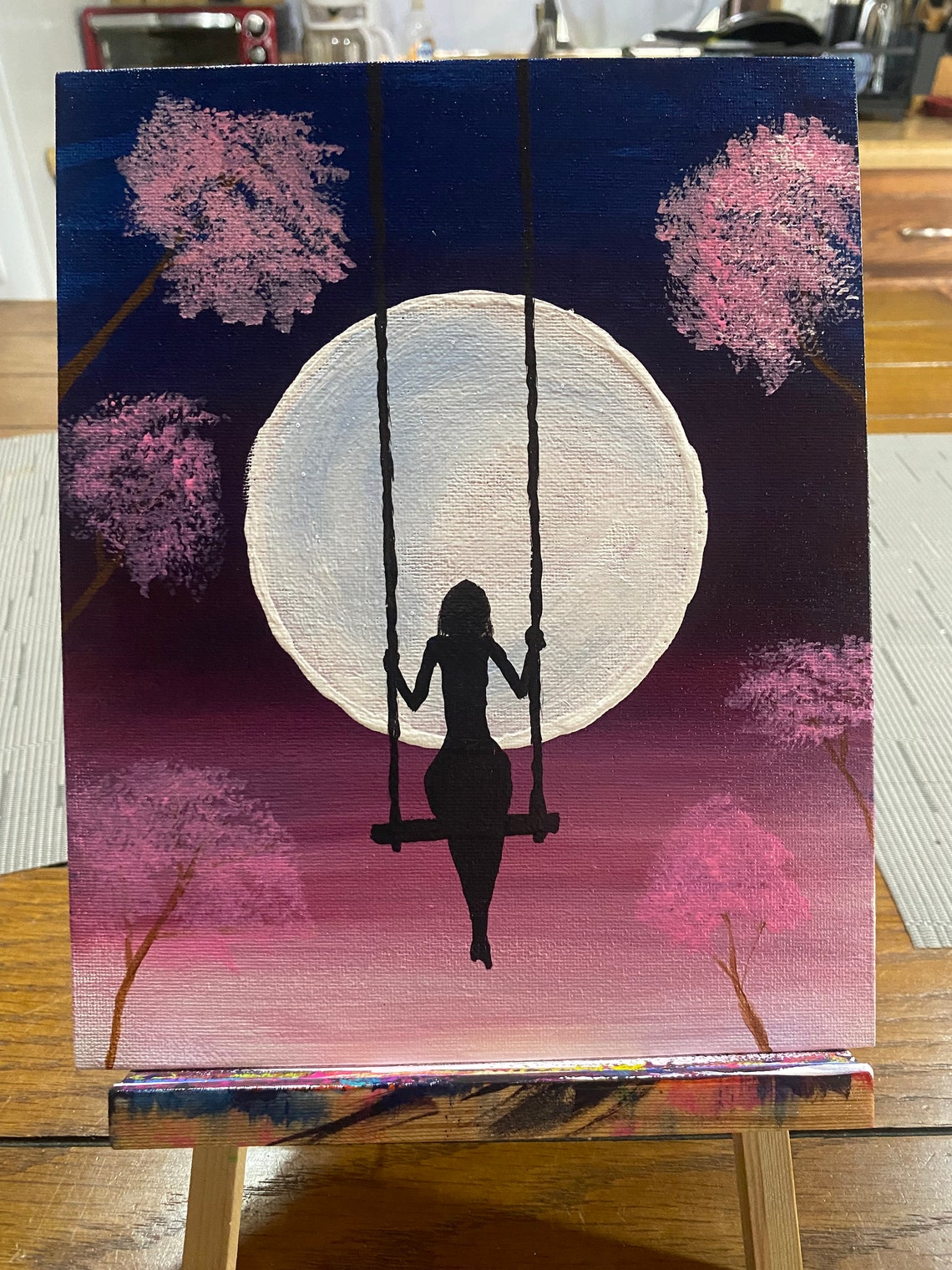 Moonlit Swing Acrylic Painting 8x10 - Etsy
