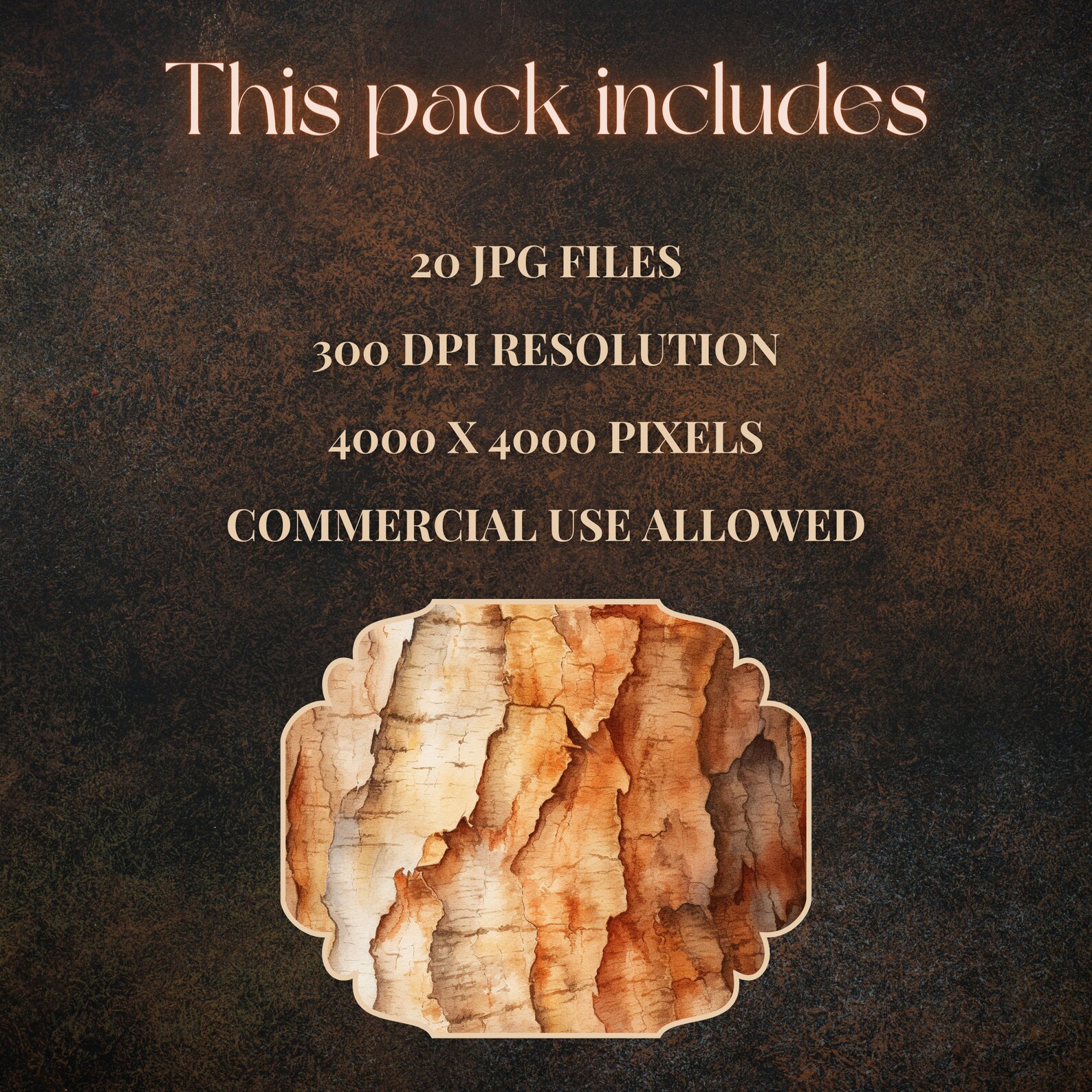 Tree Bark Digital Textures // Watercolor Digital Texture Set ...