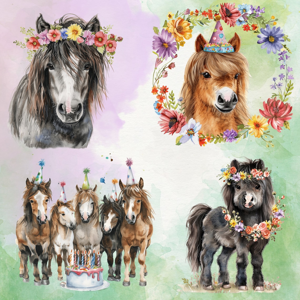Shetland Pony Party Clipart Set // Horse Birthday Party Cliparts ...