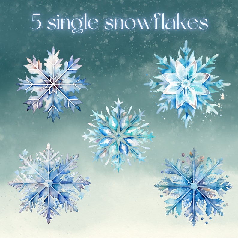 Winter Clipart Set // Watercolor Snowflake Cliparts // Snowflake and ...