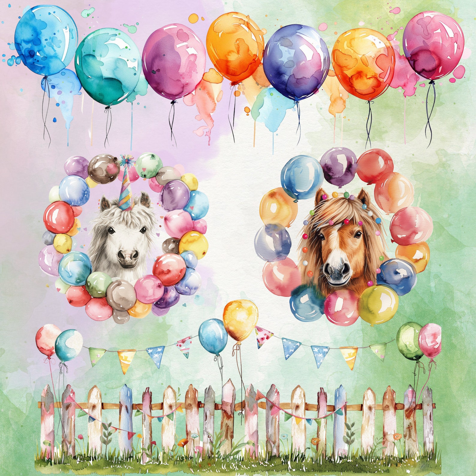 Shetland Pony Party Clipart Set // Horse Birthday Party Cliparts ...