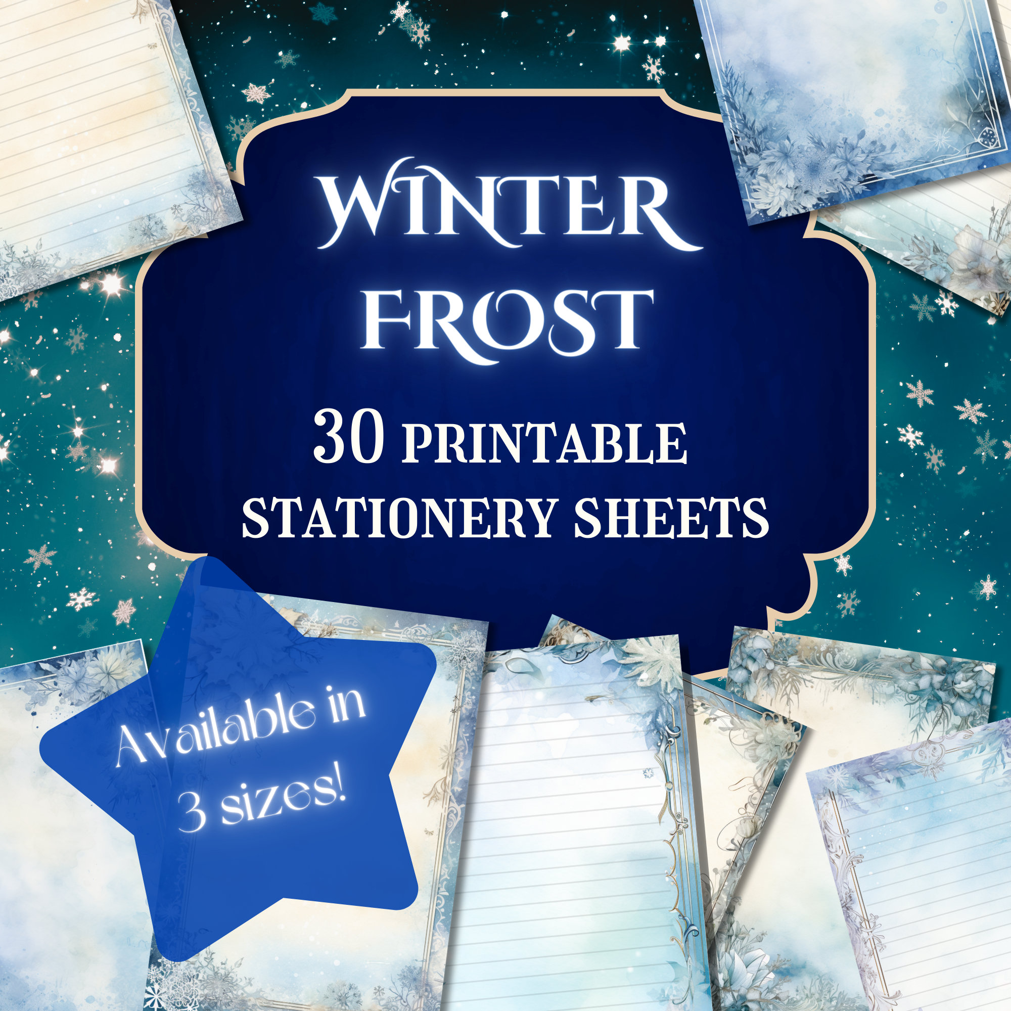 Winter Printable Stationery Set // Digital Writing Paper With Lined ...
