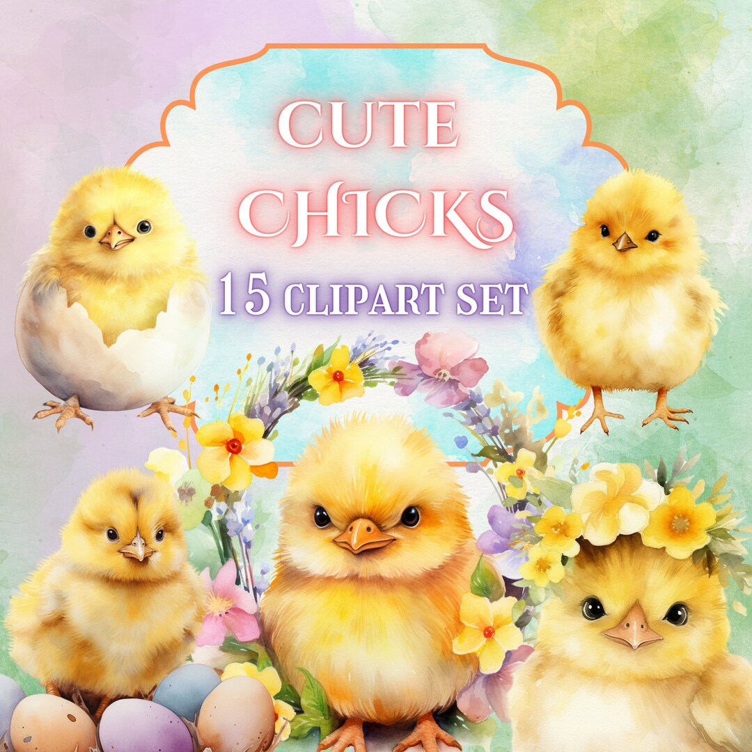 Watercolor Easter Chick Clipart Set, Spring Pngs (digital Download) - Etsy