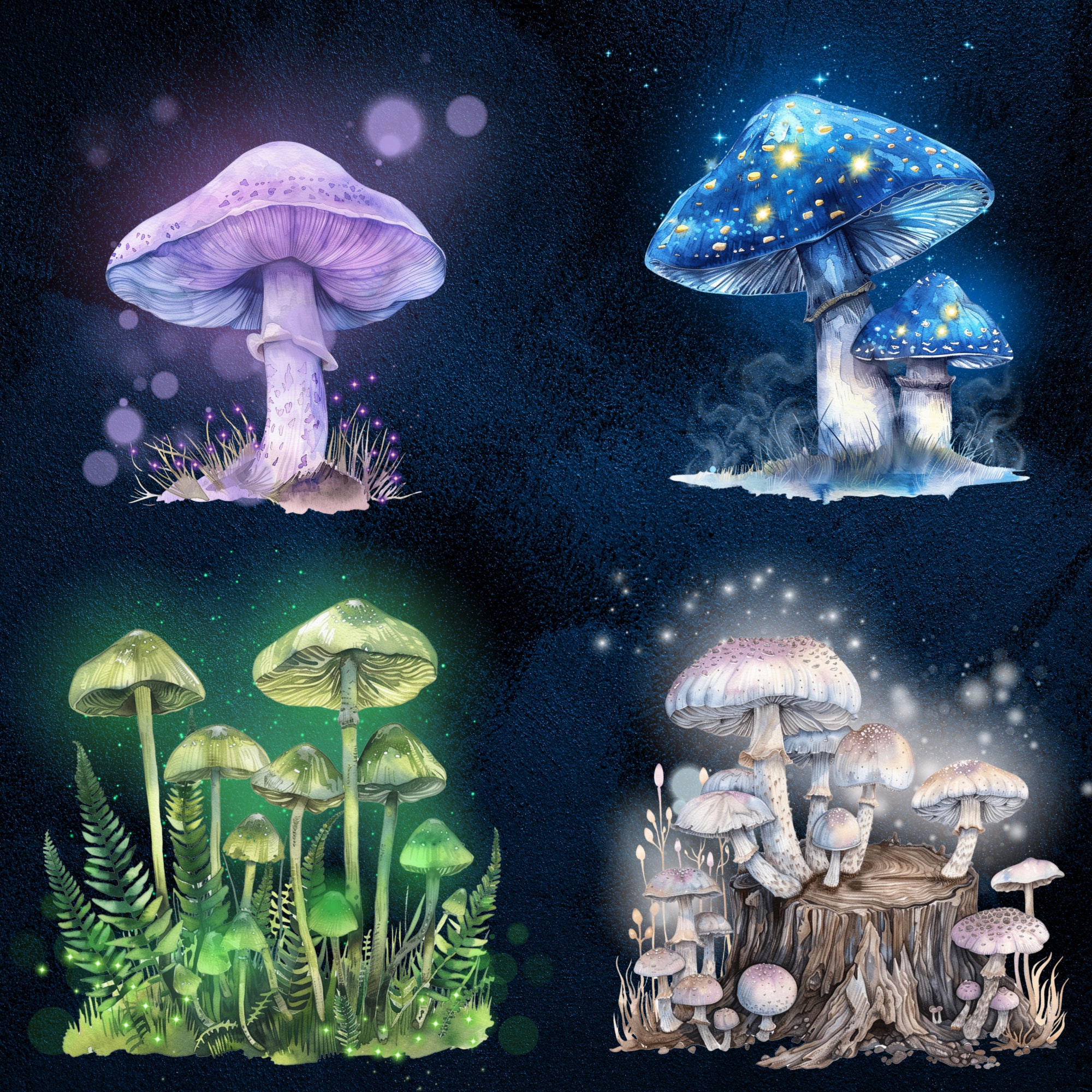 Magical Mushroom Watercolor Cliparts // Enchanted Forest Clipart Bundle ...
