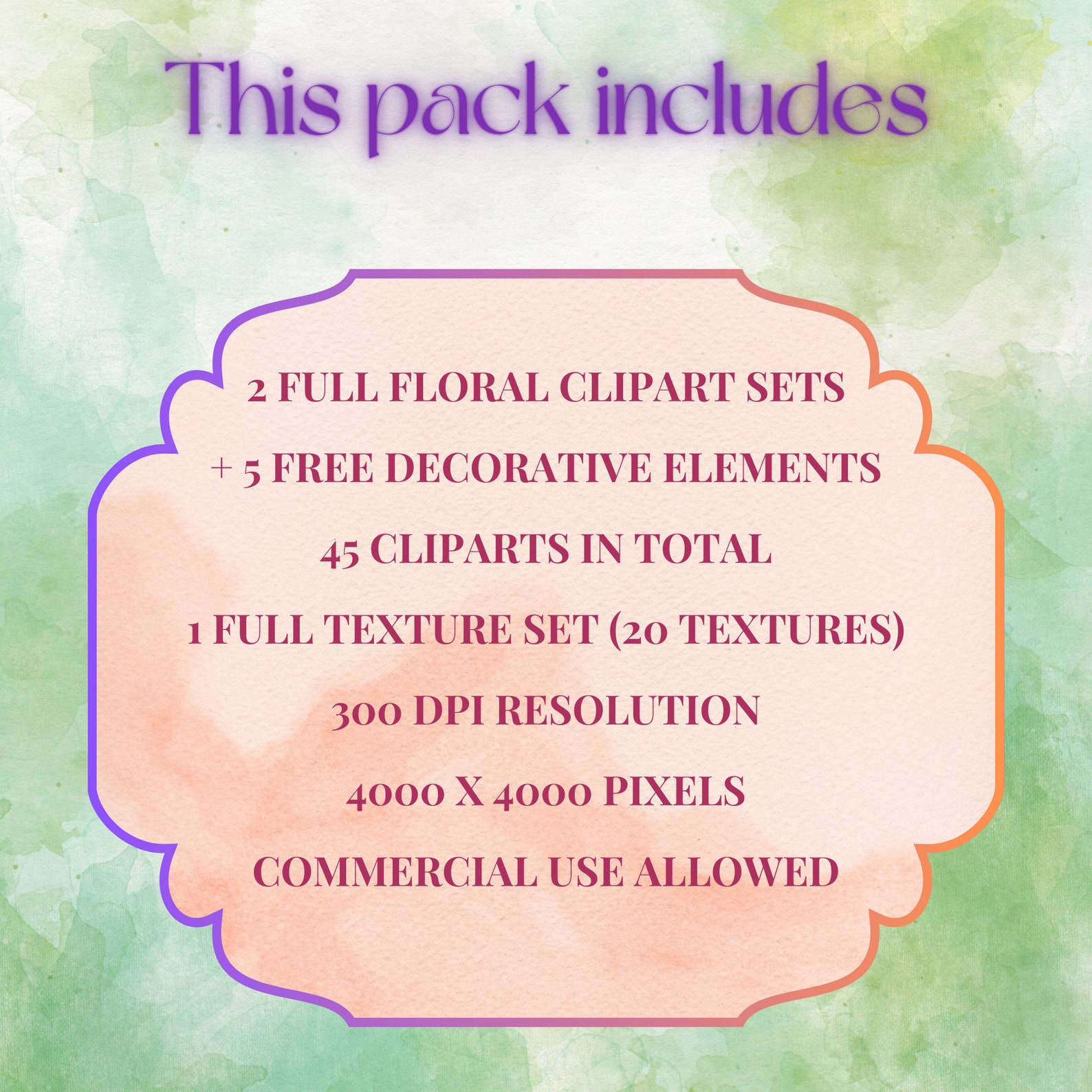 Spring Clipart and Texture Pack // Watercolor Floral Clipart Set ...