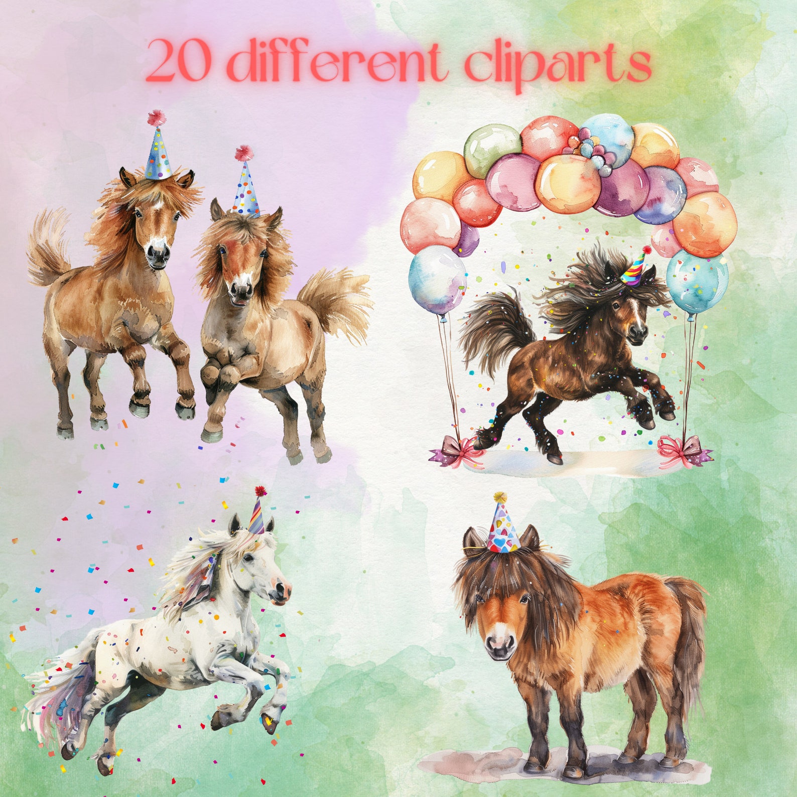 Shetland Pony Party Clipart Set // Horse Birthday Party Cliparts ...
