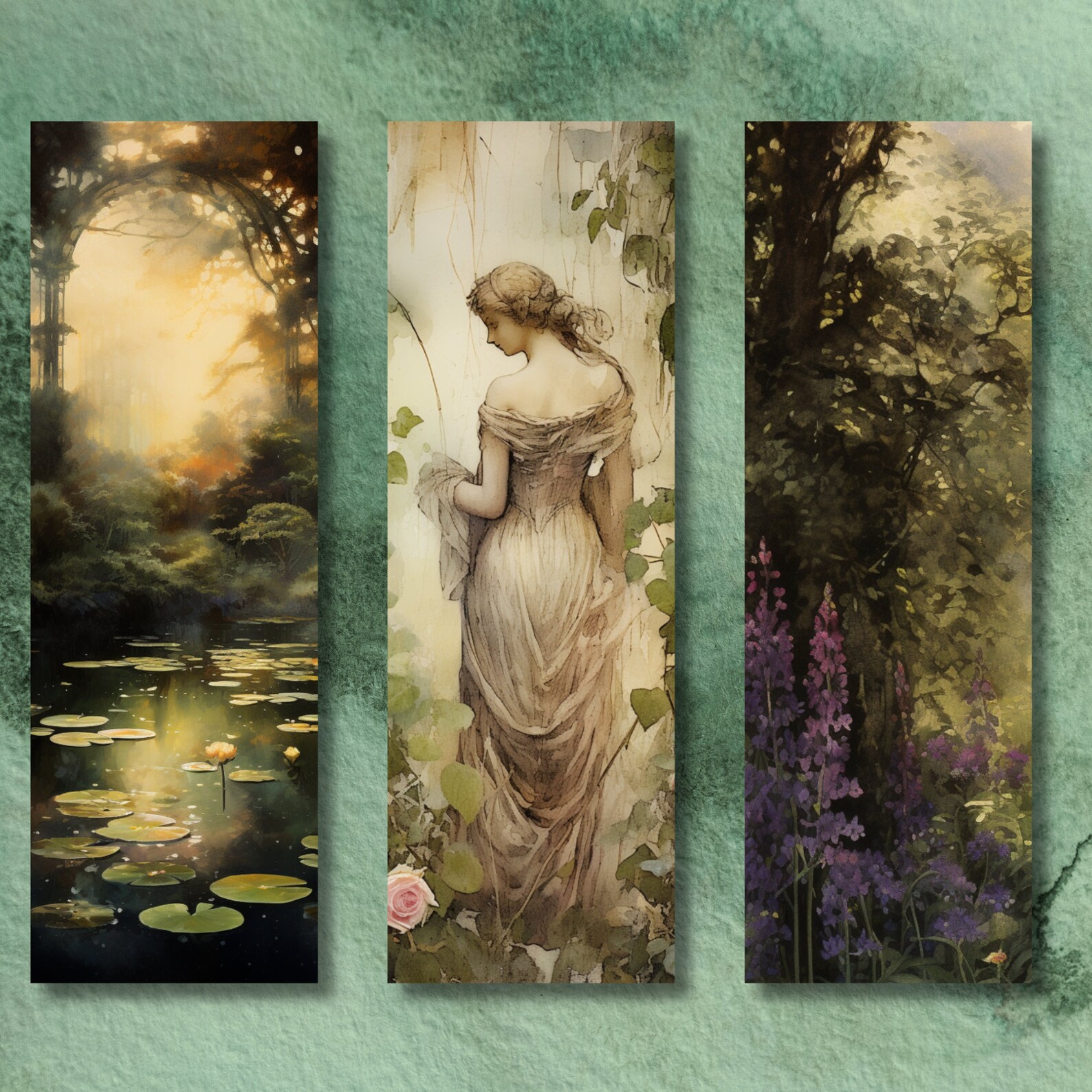 Secret Garden Printable Bookmarks, Botanical Floral Designs (digital ...