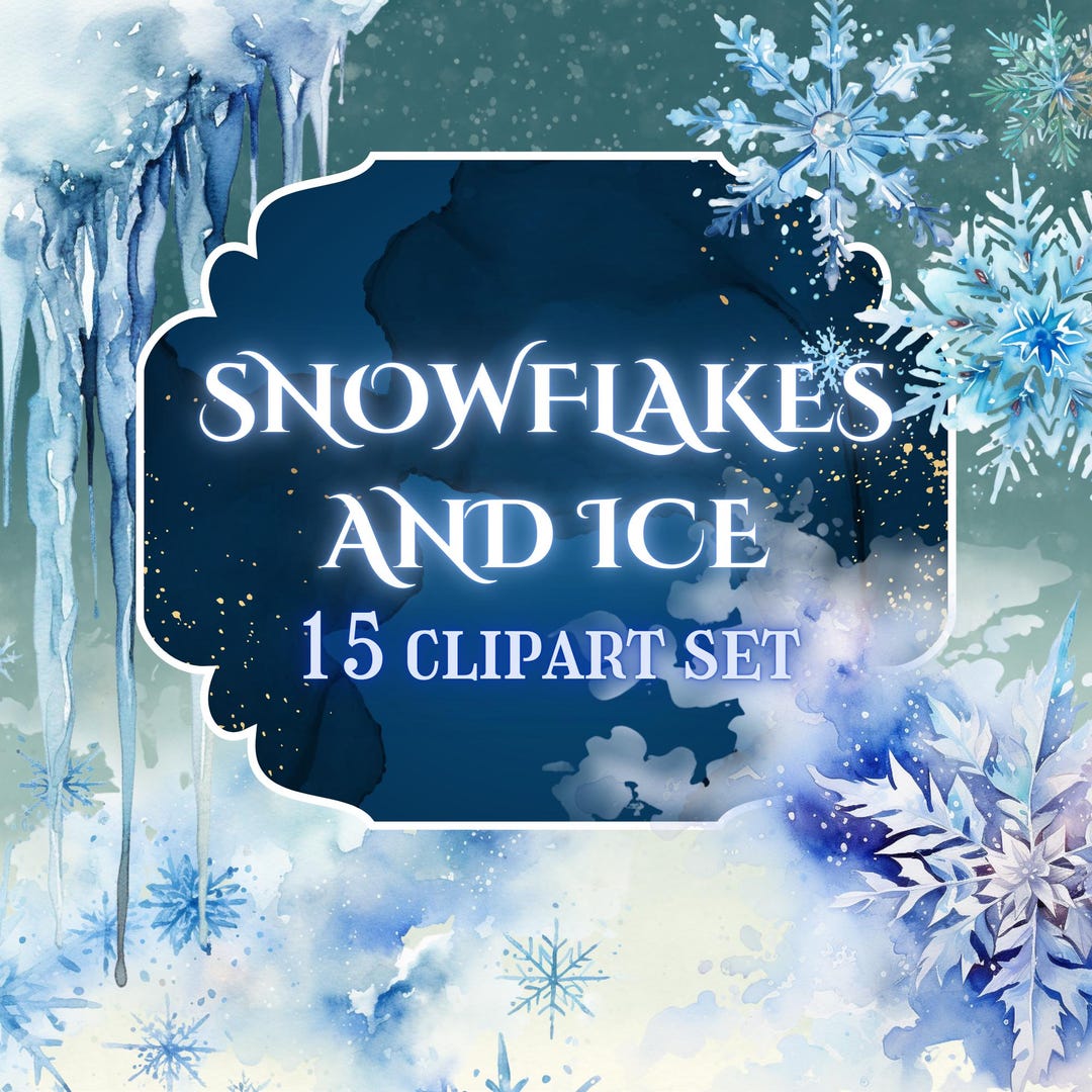 Watercolor Snowflake Clipart Set | Winter Icicle Illustrations (digital ...