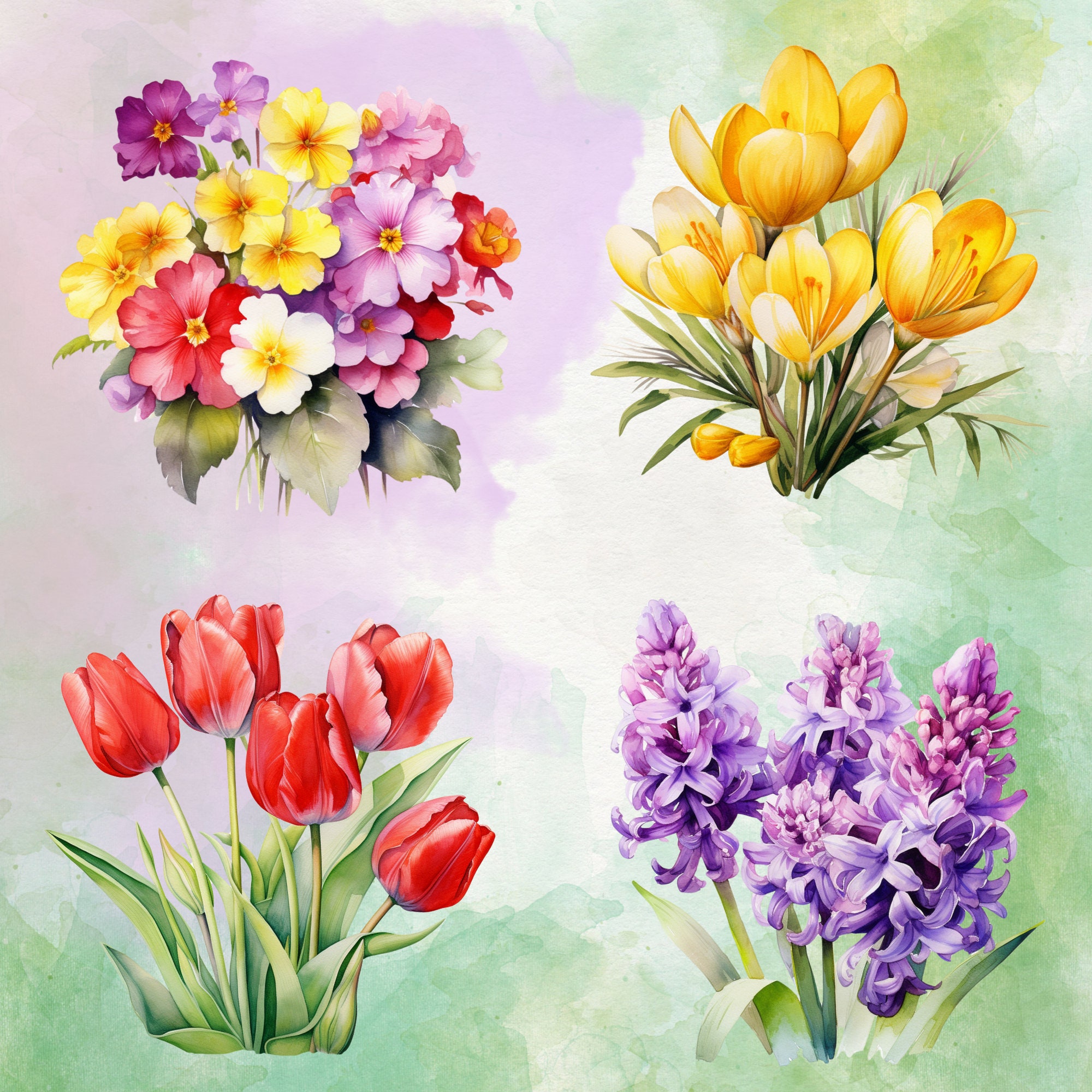 Watercolor Floral Clipart Set // Spring Flowers Clipart Bundle ...