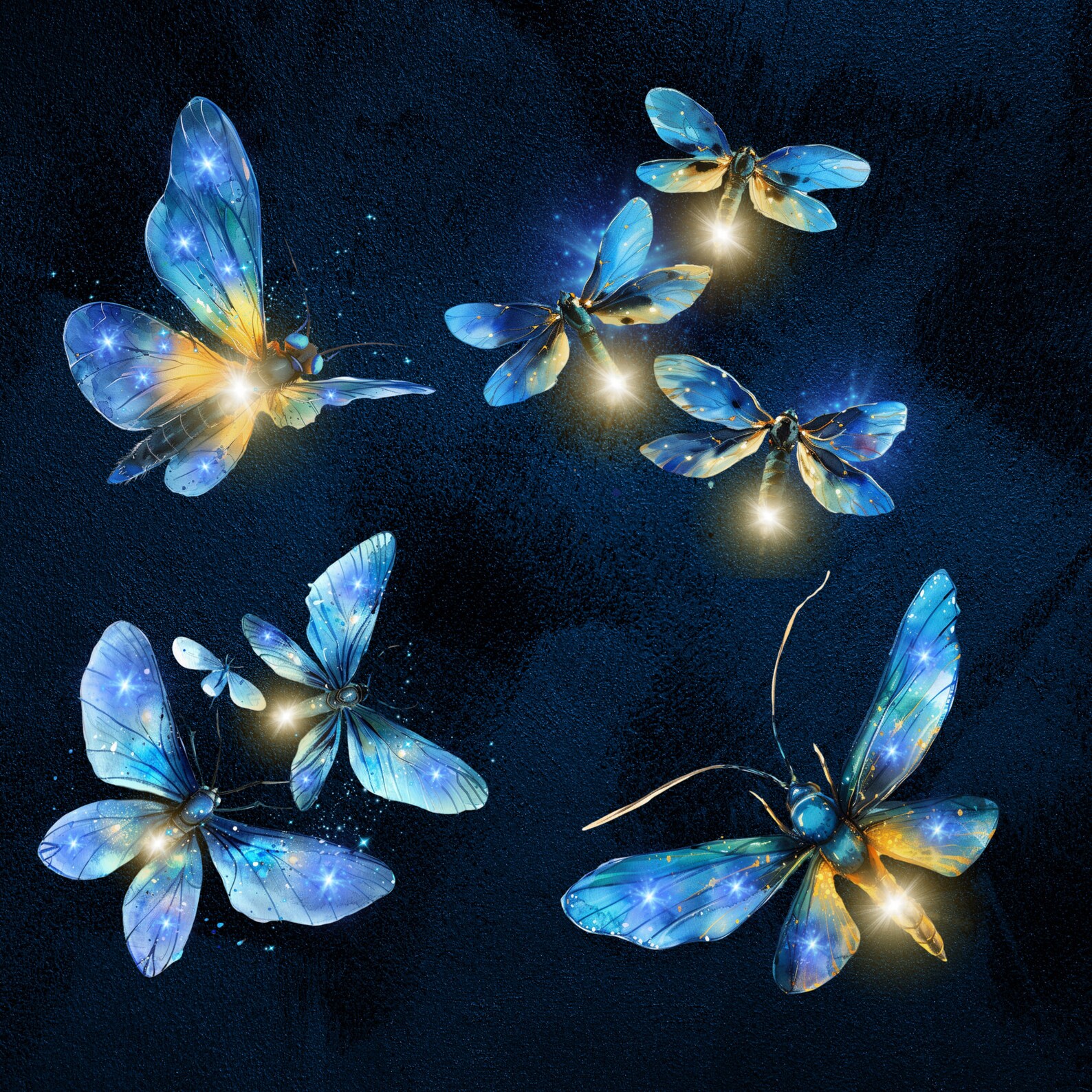 Watercolor Firefly Clipart Bundle, Magical Forest Pngs (digital ...