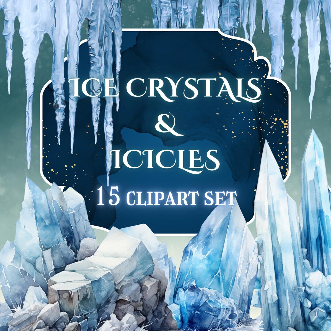 Winter Clipart Bundle // Watercolor Ice Cliparts // Watercolor Frosty ...