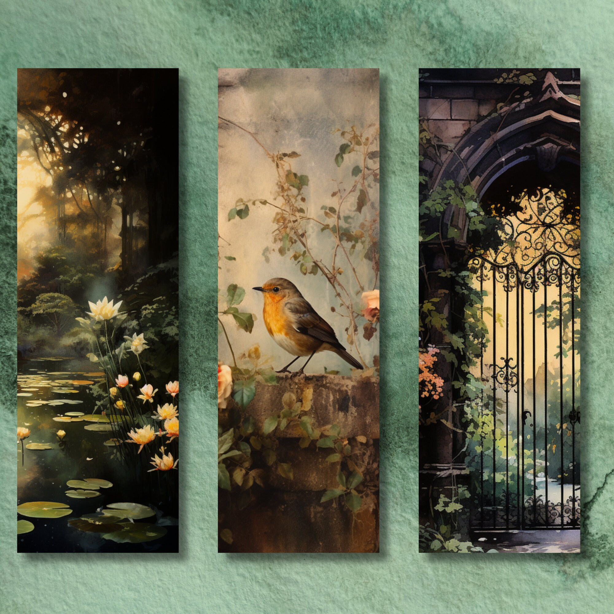 Secret Garden Printable Bookmarks, Botanical Floral Designs (digital ...