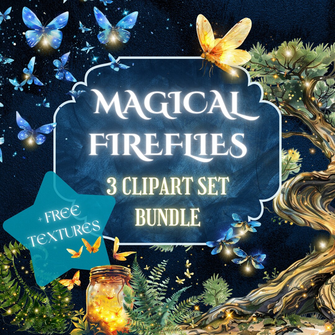 Magical Firefly Clipart Bundle // Watercolor Firefly and Fairy Forest ...