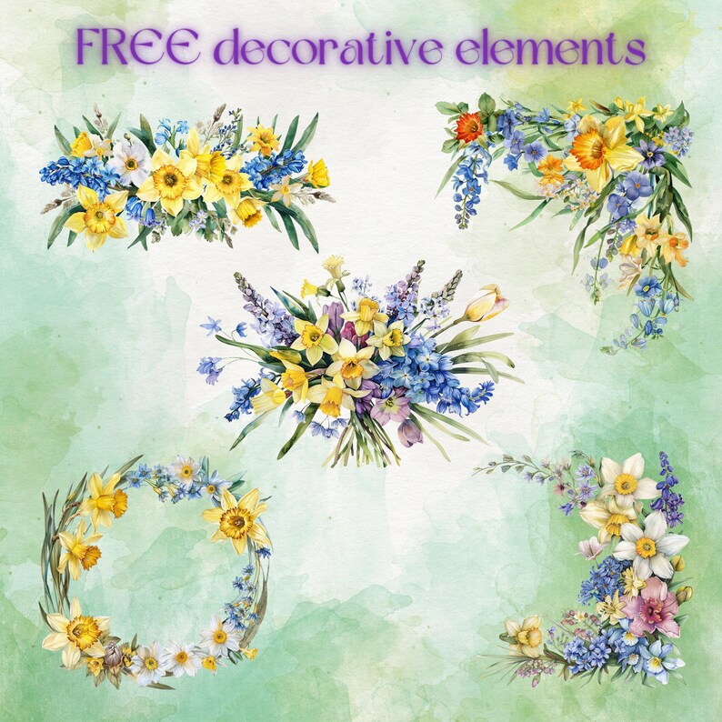 Spring Clipart and Texture Pack // Watercolor Floral Clipart Set ...