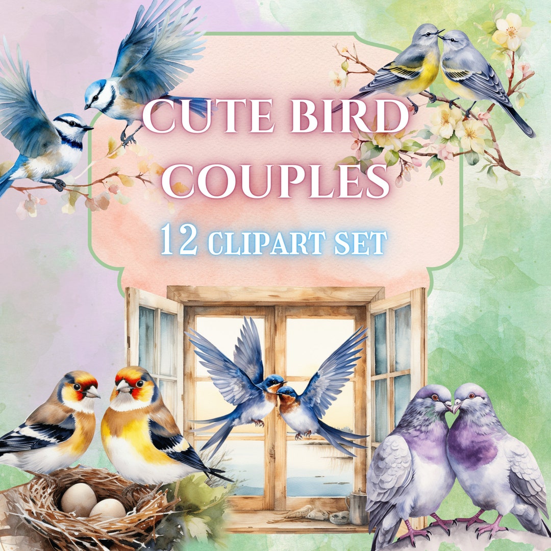 Cute Bird Clipart Set // Valentine's Day Bird Cliparts // Cute Bird ...