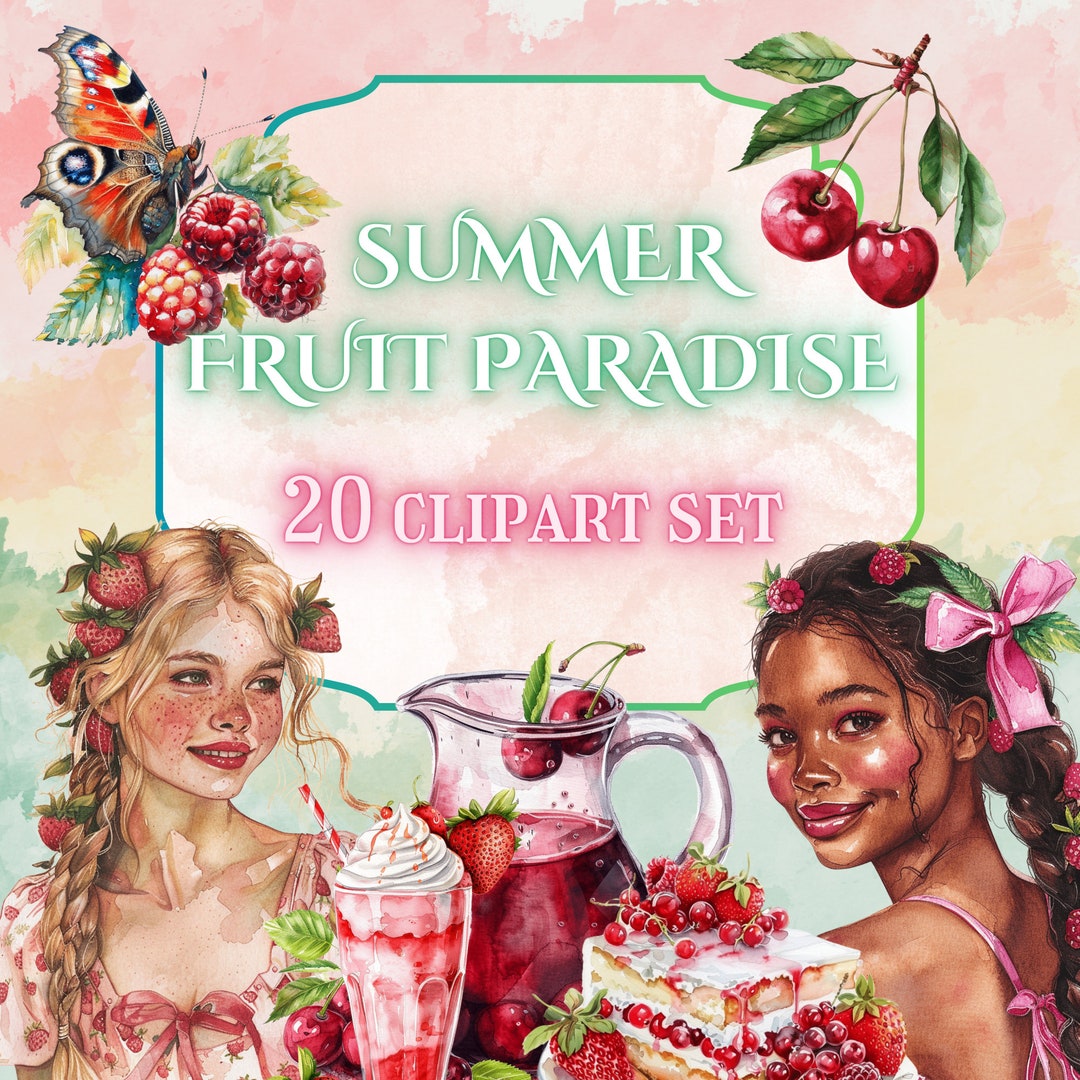 Summer Fruit Clipart Pack // Girls Birthday Invitation Cliparts ...