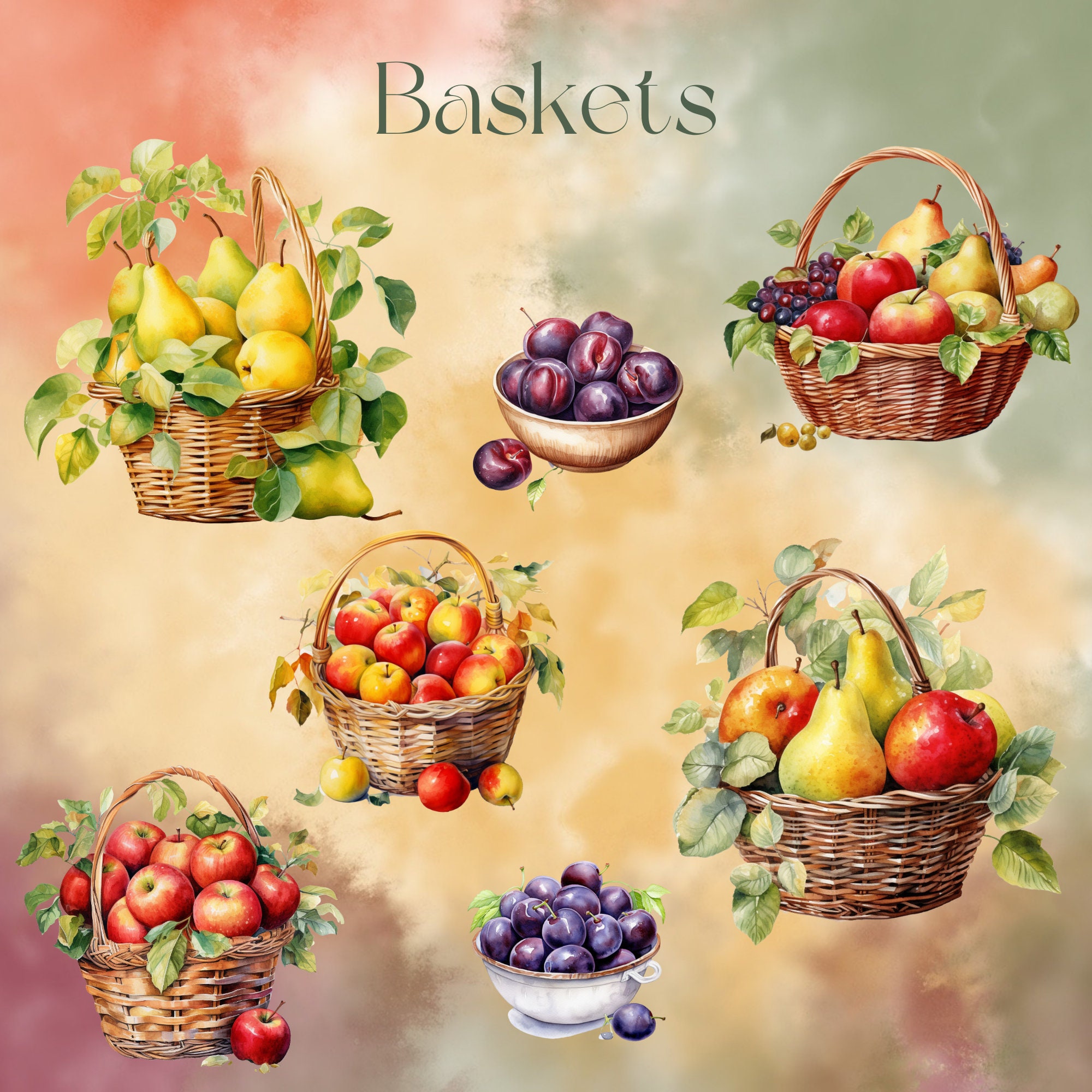 Autumn Orchard Clipart Set // Autumn Fruit Cliparts // Autumn - Etsy