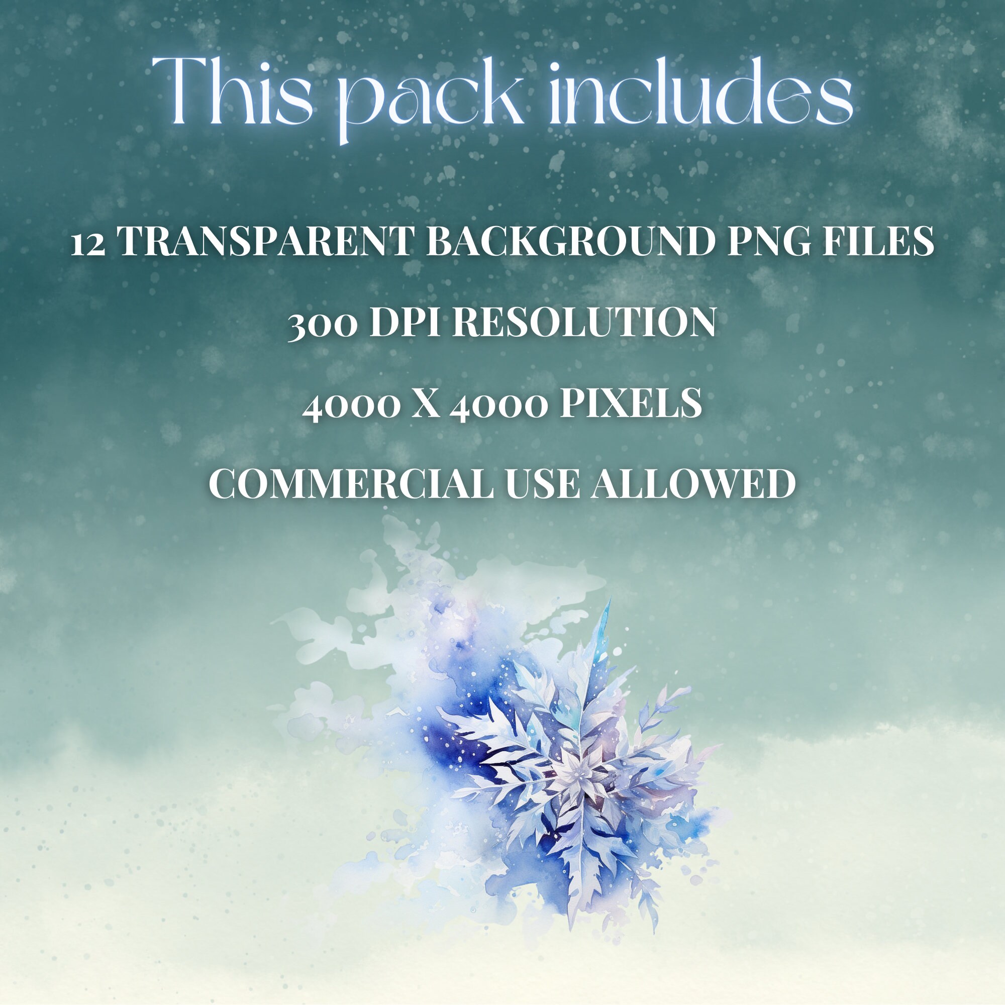 Winter Clipart Set // Watercolor Snowflake Cliparts // Snowflake and ...