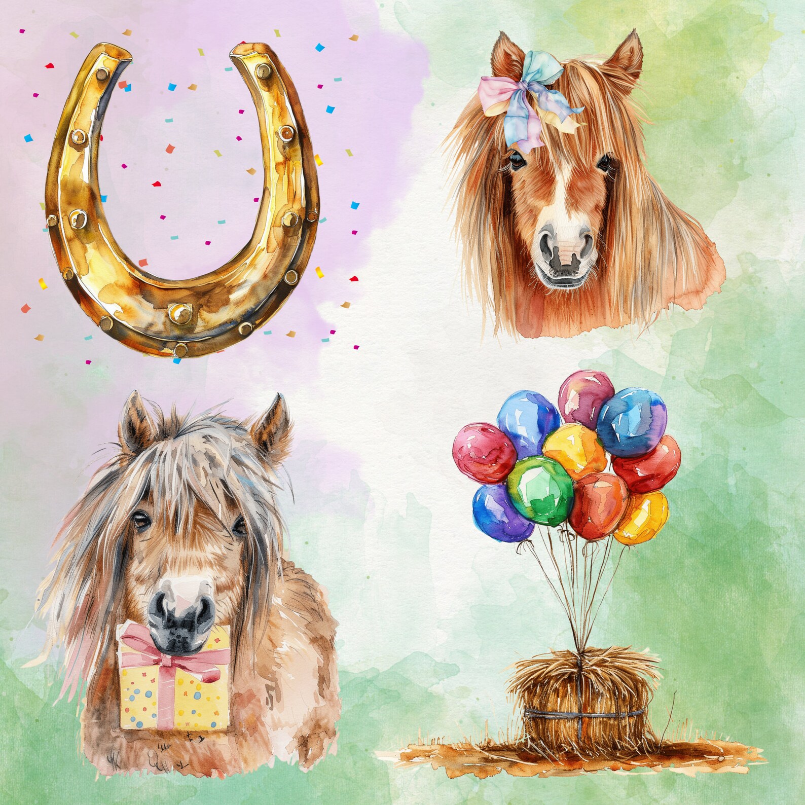 Shetland Pony Party Clipart Set // Horse Birthday Party Cliparts ...