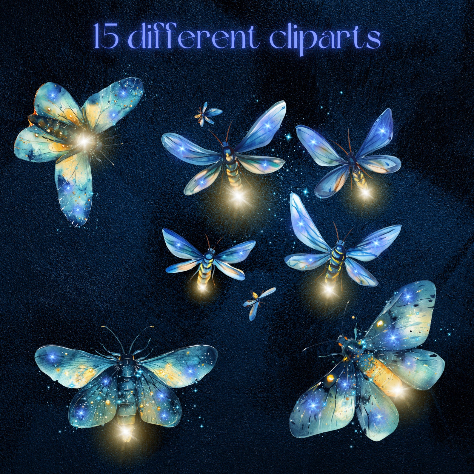 Watercolor Firefly Clipart Bundle, Magical Forest Pngs (digital ...