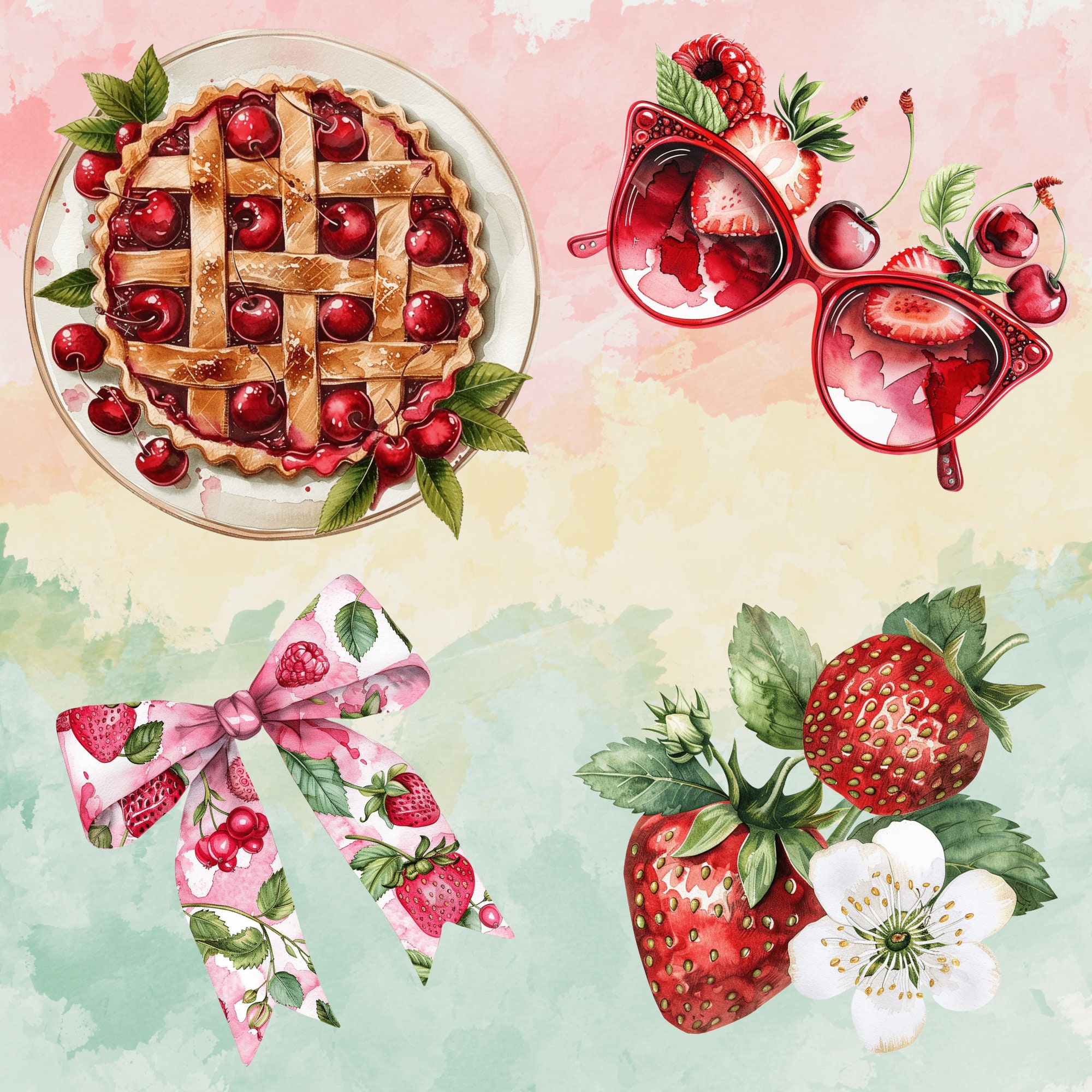 Summer Fruit Clipart Pack // Girls Birthday Invitation Cliparts ...