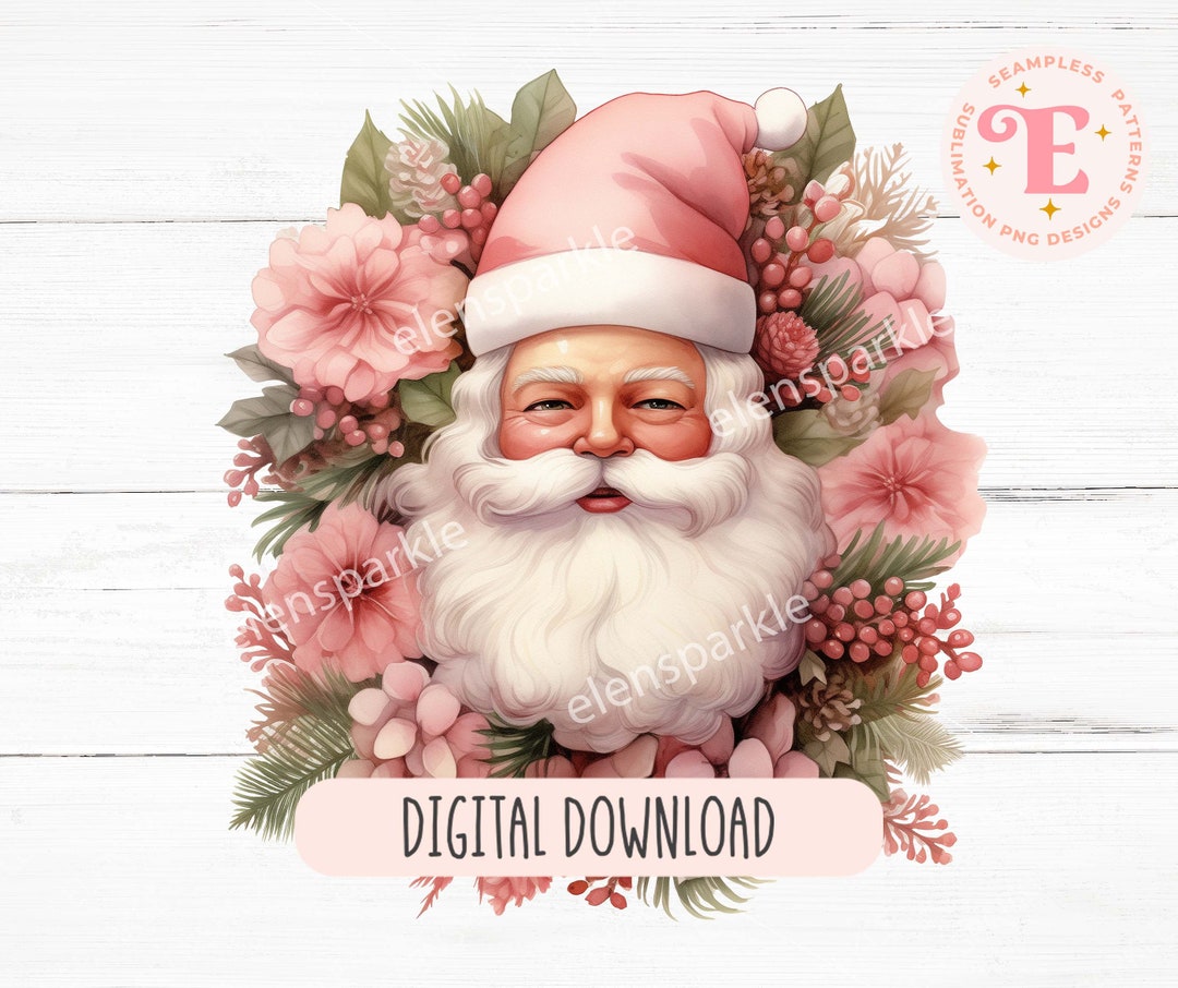 Pink Santa PNG Vintage Santa Face PNG - Etsy
